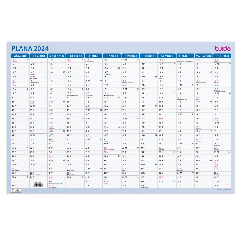Kalenteri 2024 Seinälehti Plana - ATK Pikatukku verkkokauppa